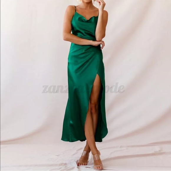 Dresses | High Slit Spaghetti Strap Slip Dress | Poshmark